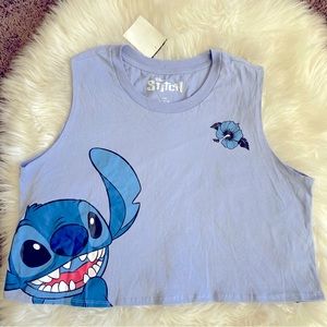 Disney | Tops | Disney Stitch Sleeveless Crop Top Size L Blue | Poshmark